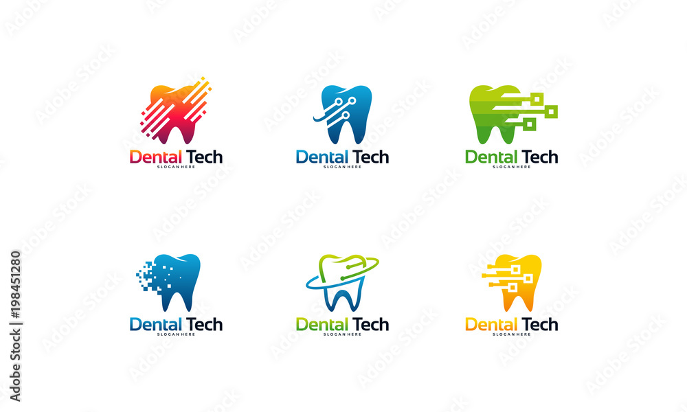 Set of Dental Technology logo designs concept vector, Dental logo ...