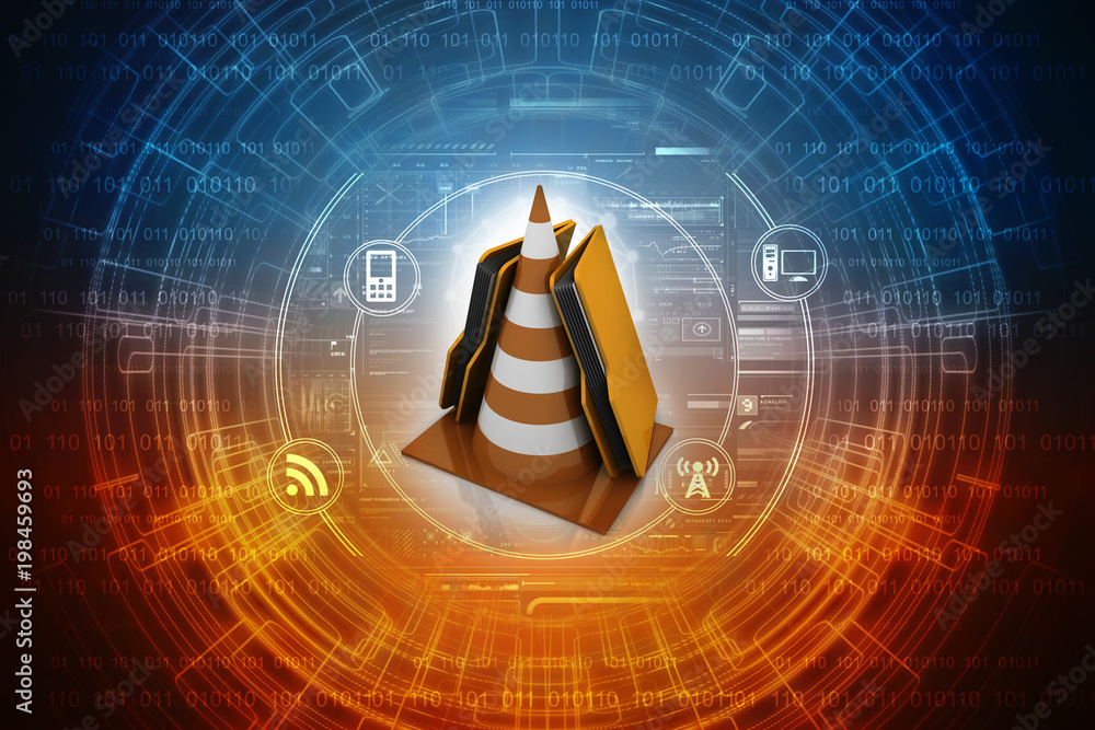 3d rendering folder icon with traffic cones Stock Illustration | Adobe ...