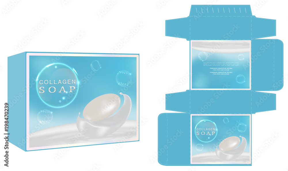 Packaging design, cosmetic cleanser, collagen soap box design template ...