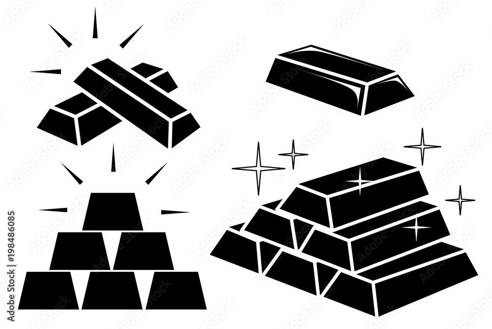 gold bar icon set Stock Vector | Adobe Stock
