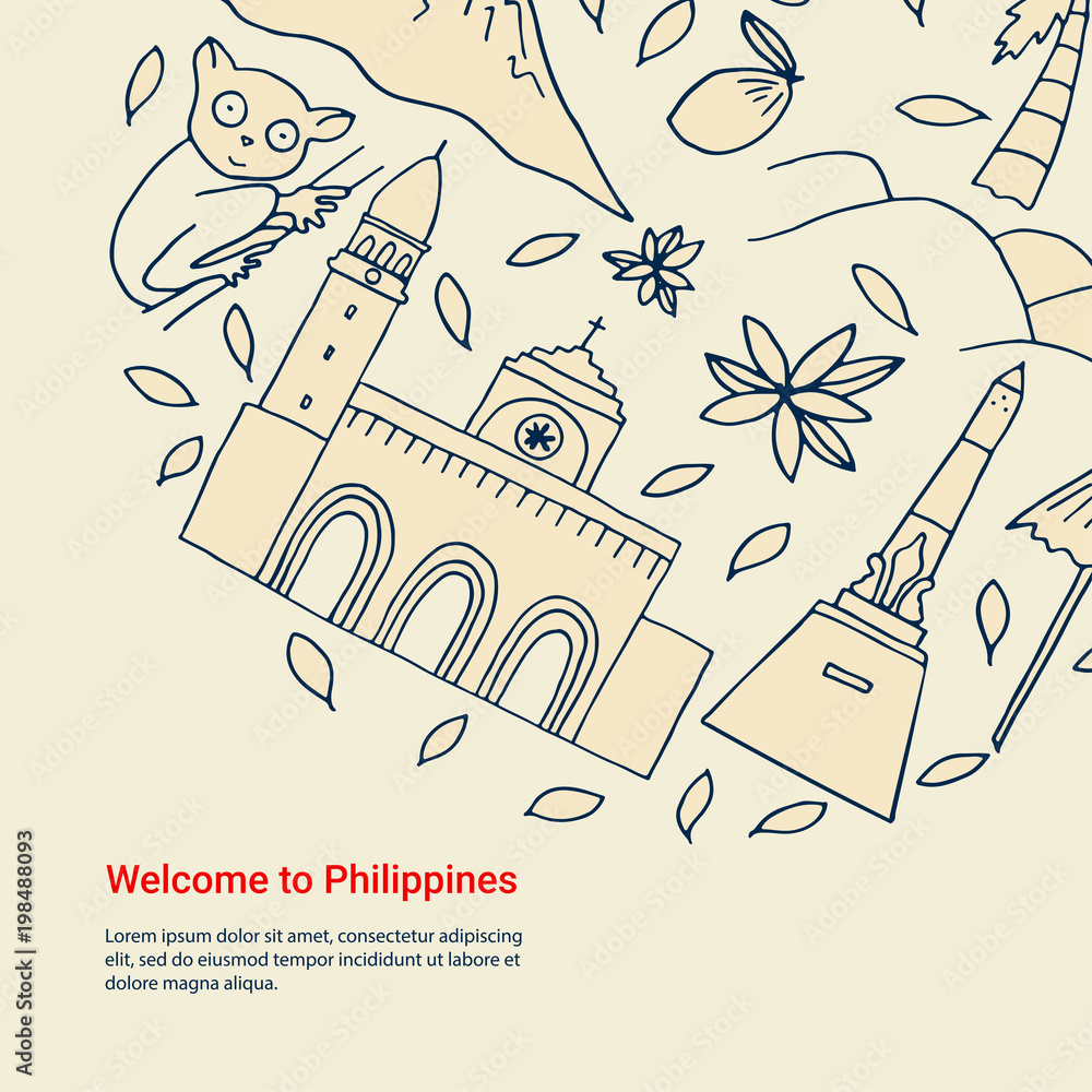 Design concept with main symbols of Philippines. Stock Vector | Adobe Stock