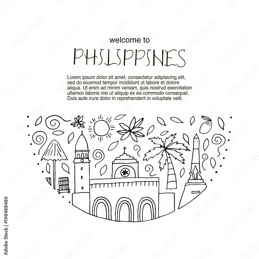 Design concept with main symbols of Philippines. Stock Vector | Adobe Stock