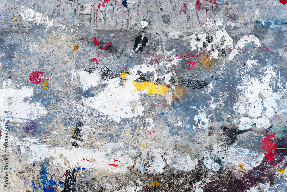 Abstract background from colorful drop on floor. Art paint on wall for ...