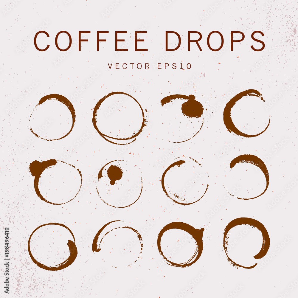 Vector collection of artistic round hand made coffee stains isolated on ...