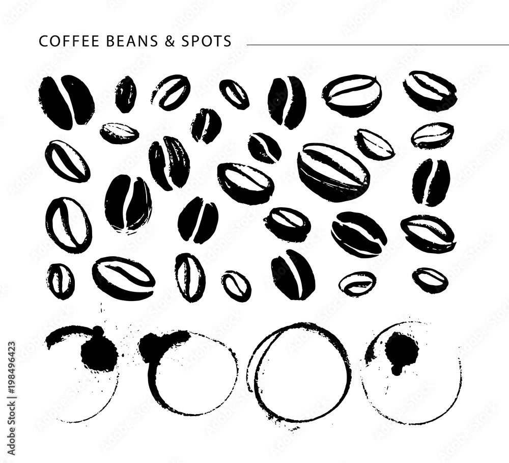 Vector collection of hand drawn coffee logo design elements isolated on ...