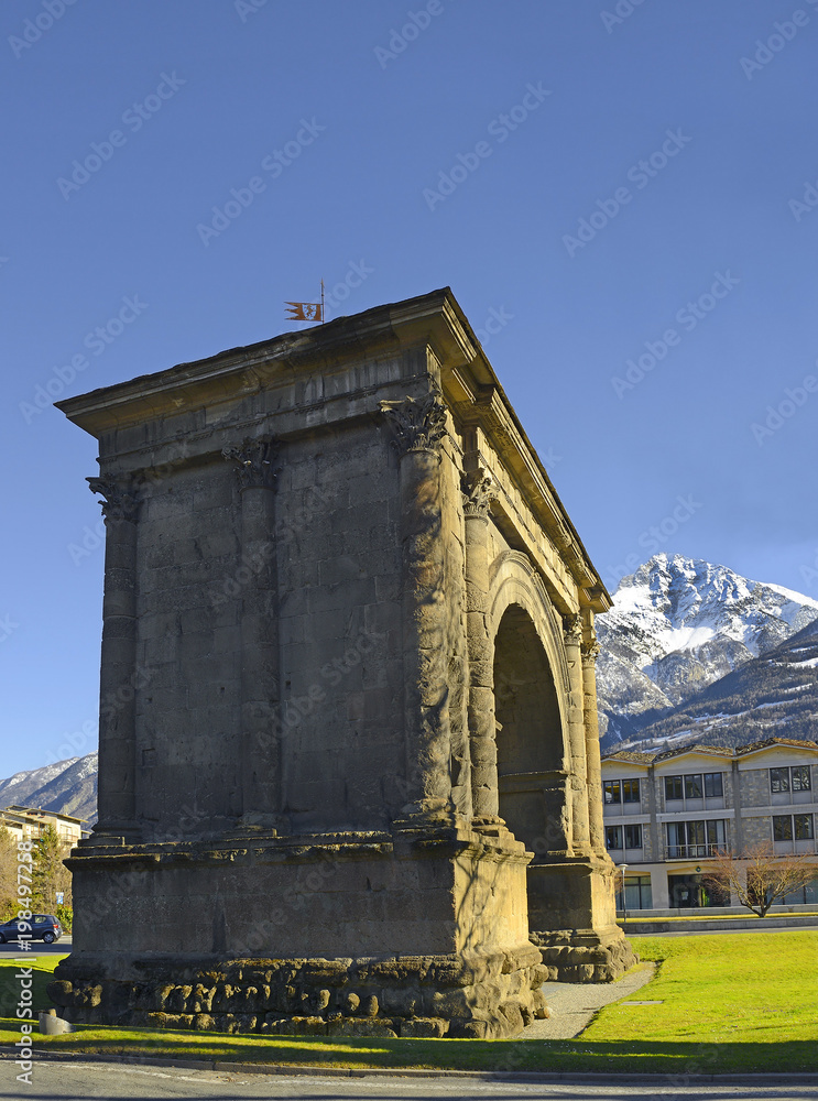 Poster Aosta, Arch of Augustus - Symbol of the city of Aosta, the Arch ...