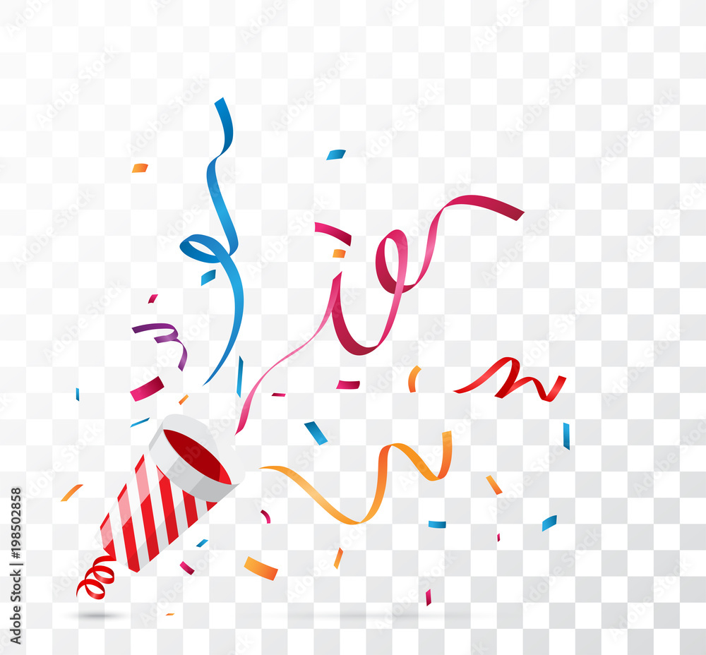 Exploding party popper, isolated on transparent background Stock Vector ...