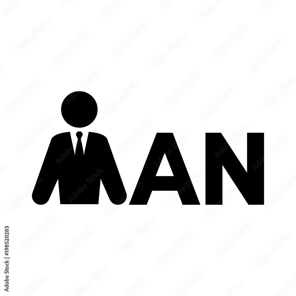 Logotipo texto MAN con hombre como letra M en color negro Stock Vector ...