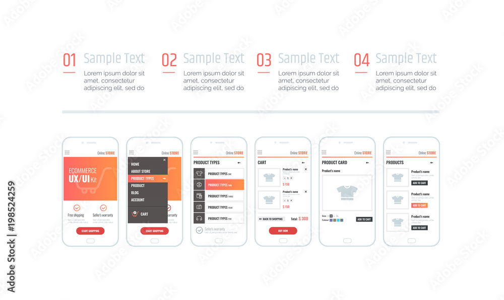 Infographics. Mobile application interface. Ux ui kit with text and ...