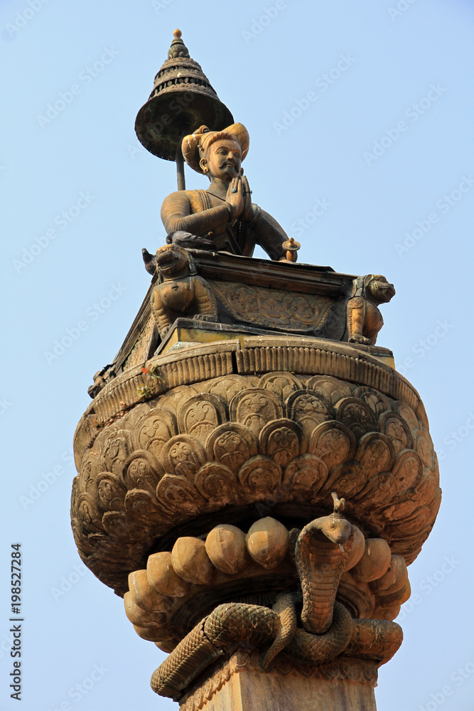 Statue of King Bhupatindra Malla at Bhaktapur Durbar Square, Bhaktapur ...