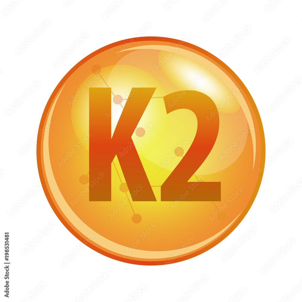 Vitamin K2 capsule. Vector icon for health. Gold shining pill. Stock ...