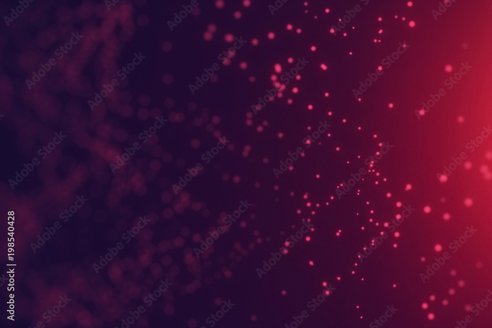 Abstract red cg wave texture with glowing defocused particles. Cyber or ...
