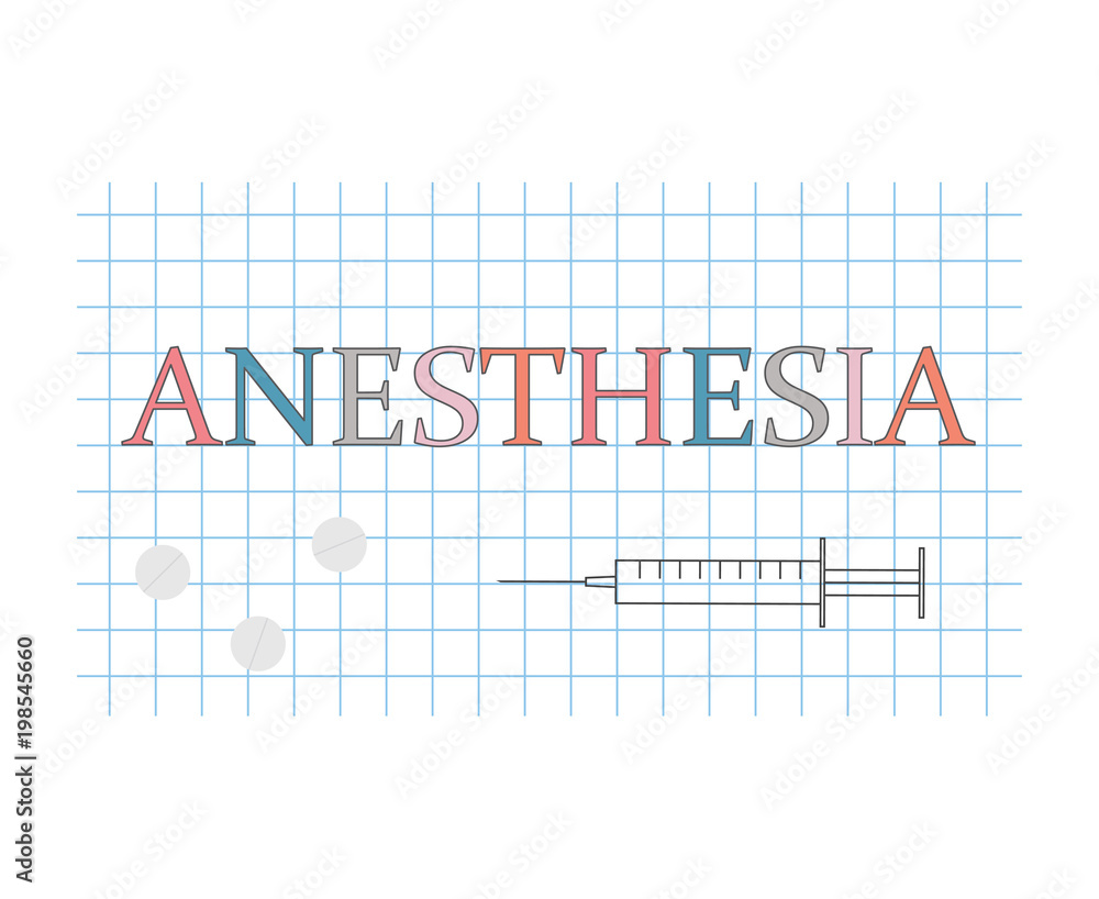 anesthesia word on checkered paper sheet- vector illustration Stock ...