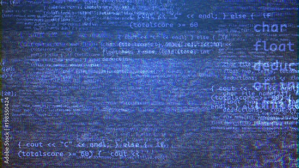 A holographic 3d rendering of a coding program with flittering and ...