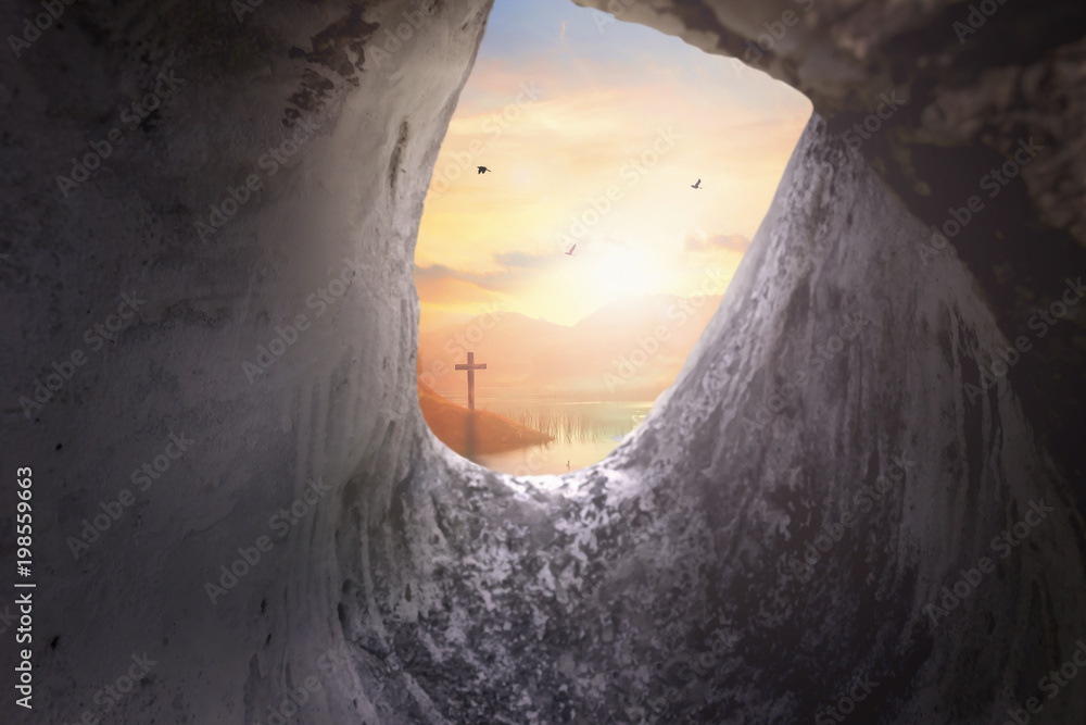 Easter Sunday concept: Jesus Christ crucifixion cross Stock Photo ...