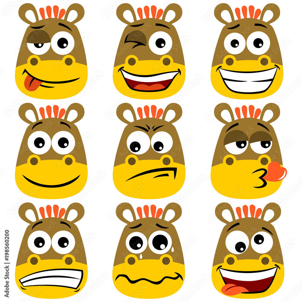 Animals facial expressions vector cartoon Stock Vector | Adobe Stock
