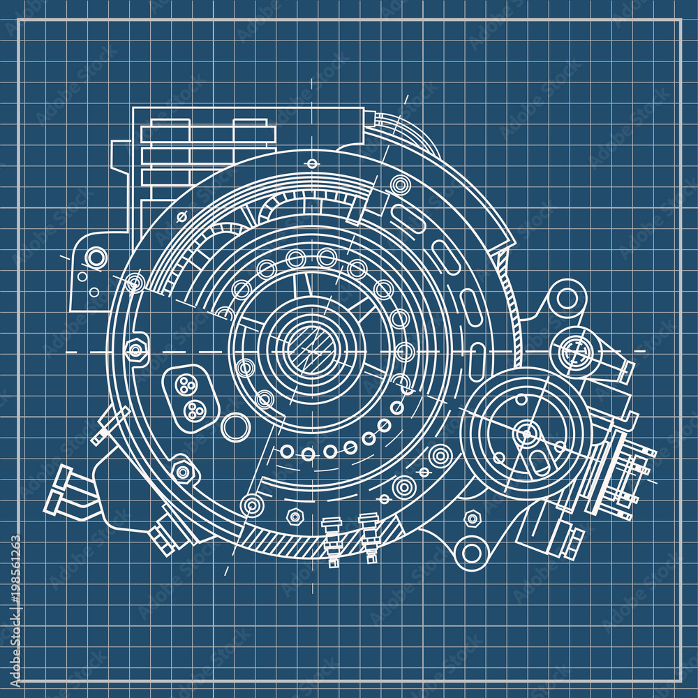 Drawing the electric motor section representing the internal structure ...
