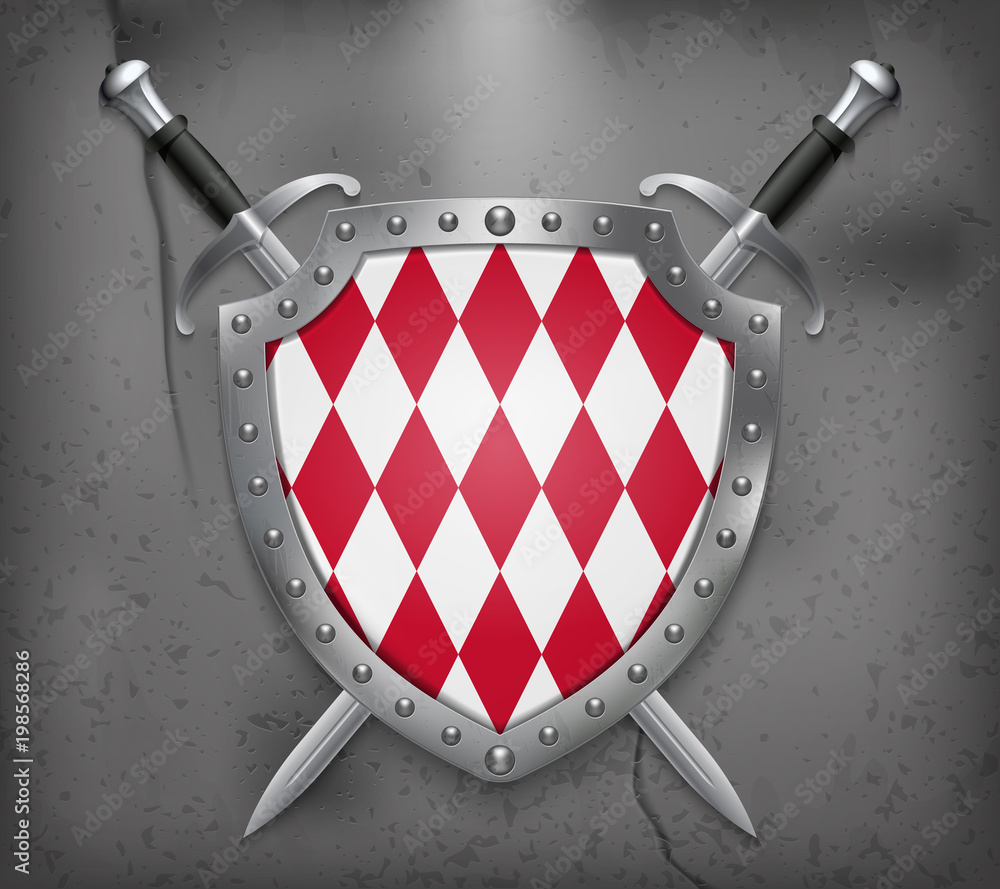 Flag of Monaco. Alternate Design Version. The Shield with National Flag ...