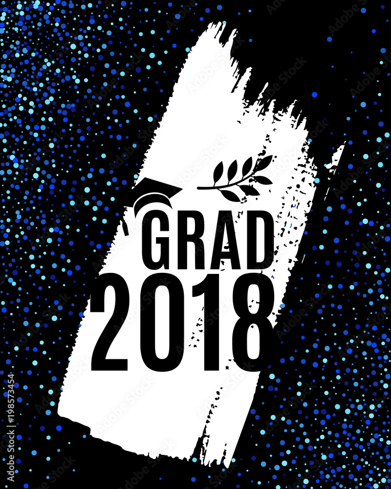 Class of 2018 graduate greeting card with hat, laurel and ink brush ...