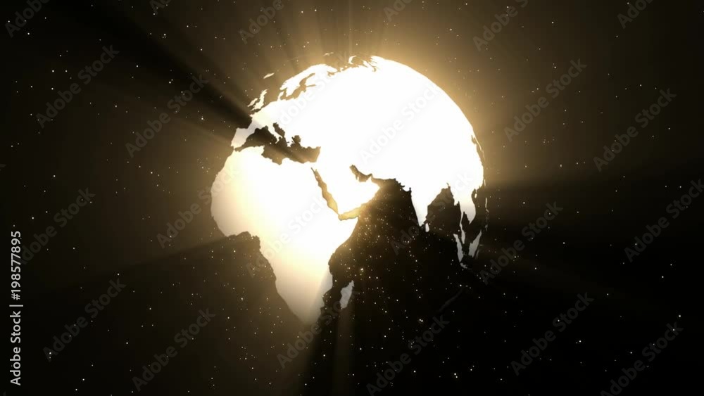 rotating globe with abstract light rays looping motion background Stock ...