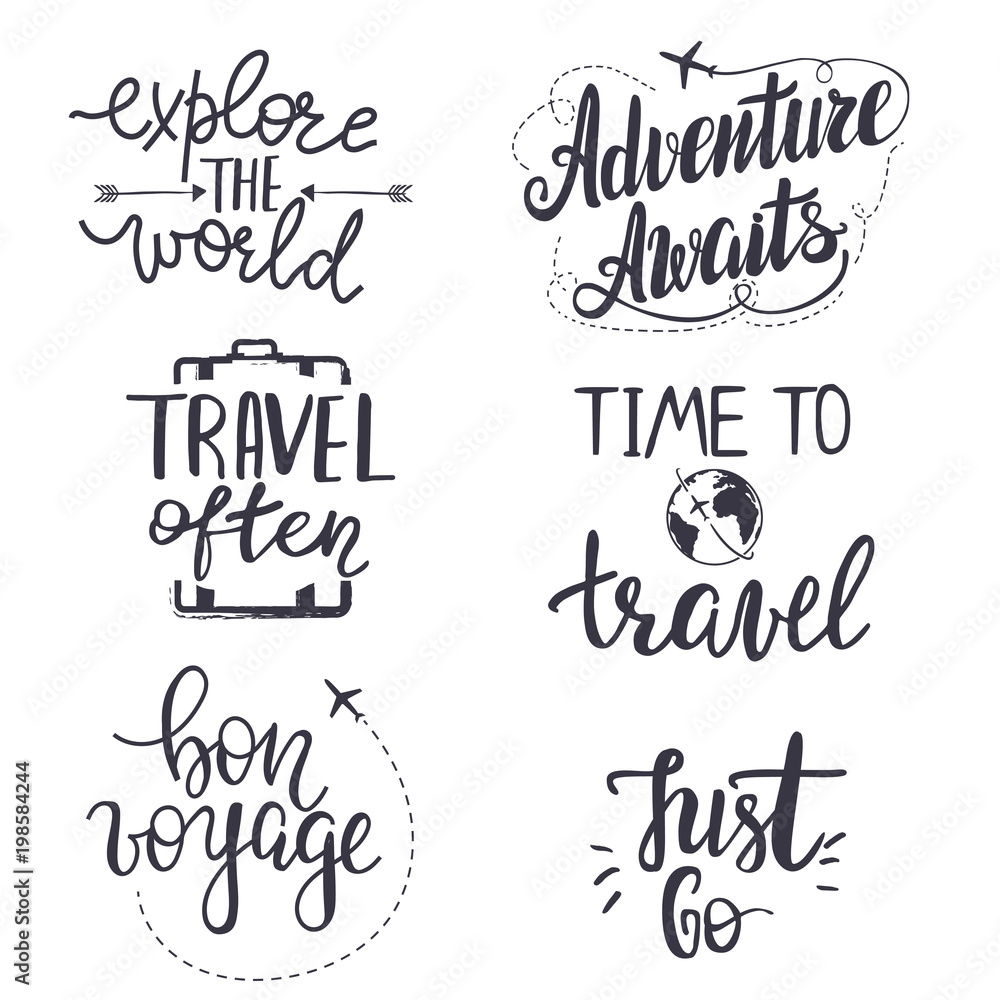 Set of inspirational travel quotes. Stock Vector | Adobe Stock