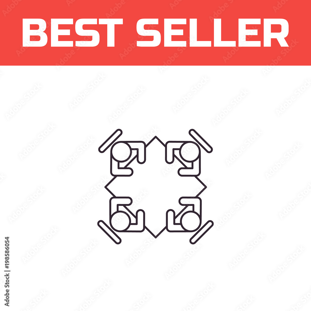 Business meeting icon. Businessmans sit around table. Group of people ...