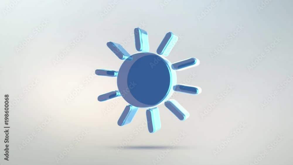 Weather forecast icon, the sun made of transparent glass. Rotating ...