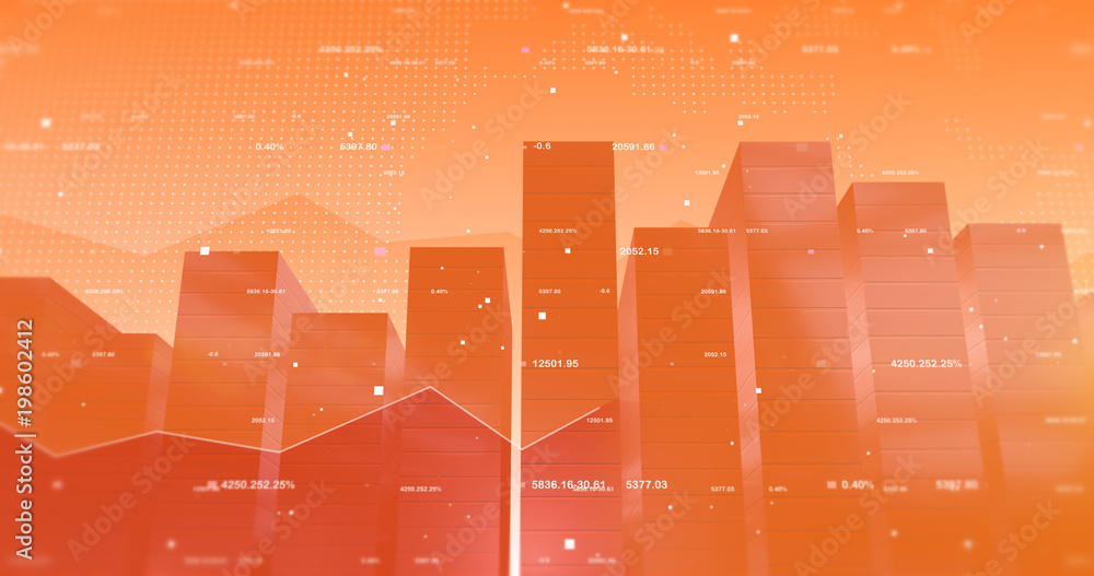 Stock Market Data 3D Background With Line And Bar Charts. Business and ...