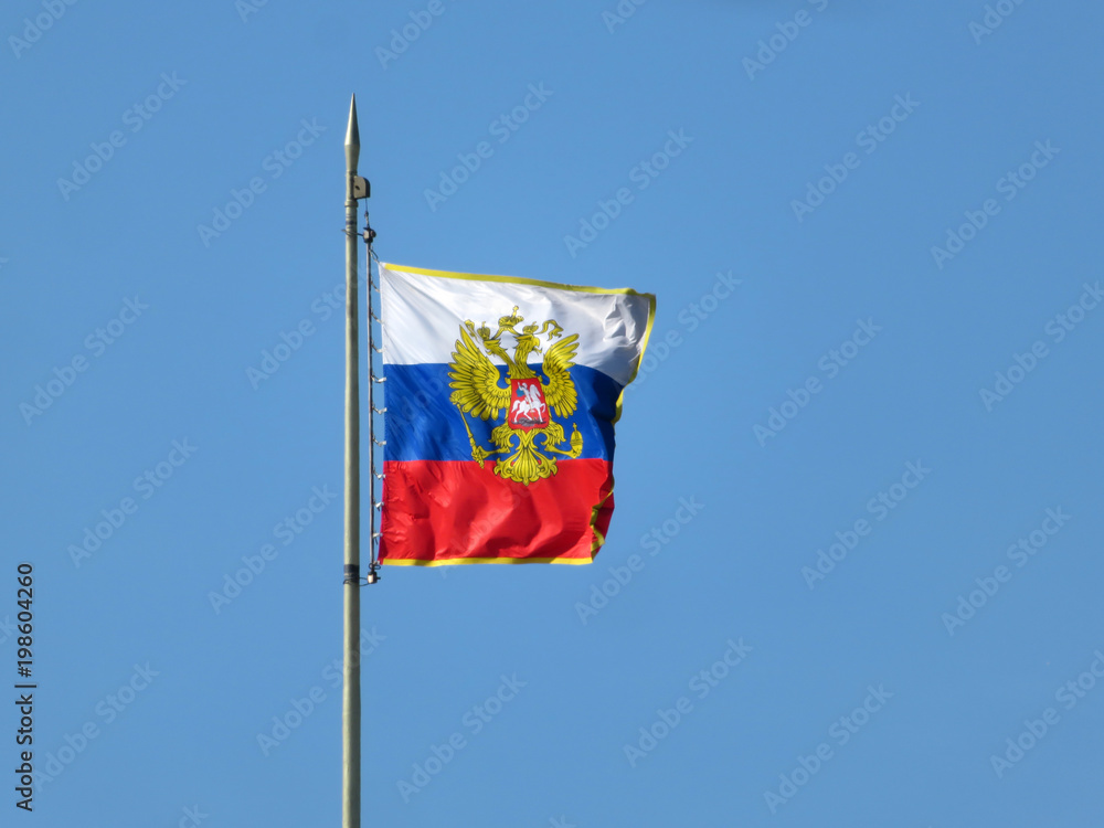 Presidential standard over Putin's residence in Moscow. Symbol of the ...