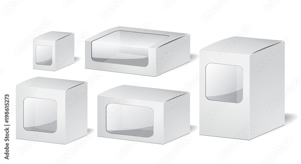 stock vector box with transparent plastic window. design for packing ...