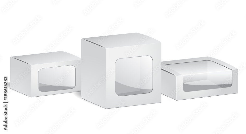 stock vector box with transparent plastic window. design for packing ...