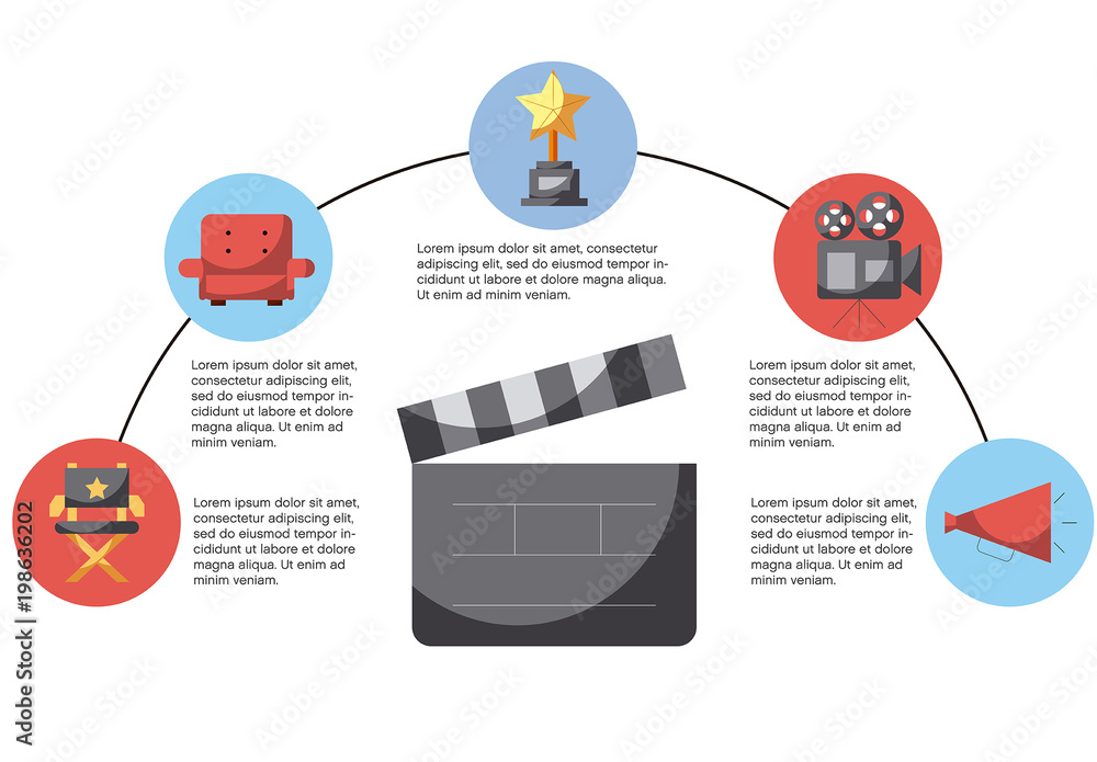 Movie-Themed Infographic with Illustrations Stock Template | Adobe Stock