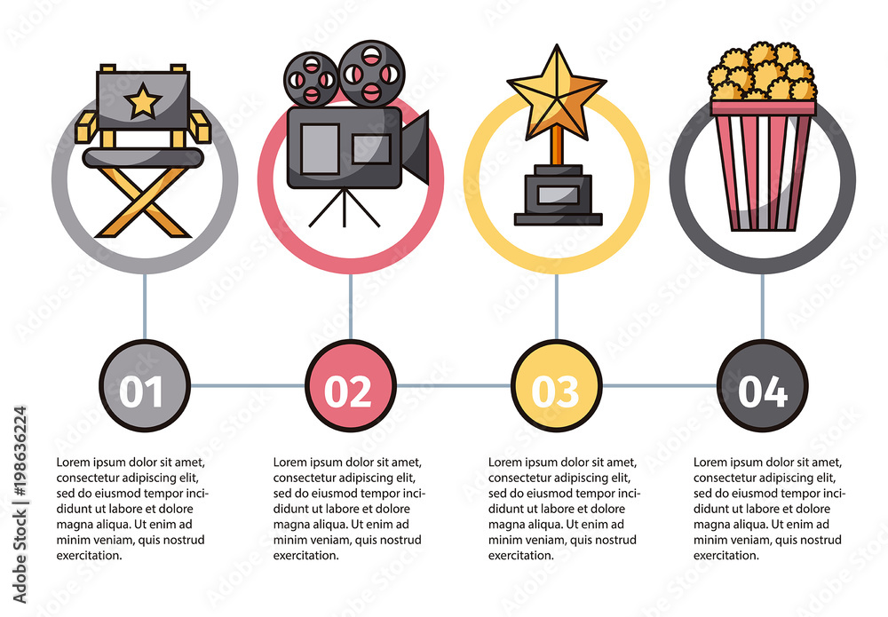 Gray Red Yellow Cinema Movie Award Infographic Layout Stock Template ...