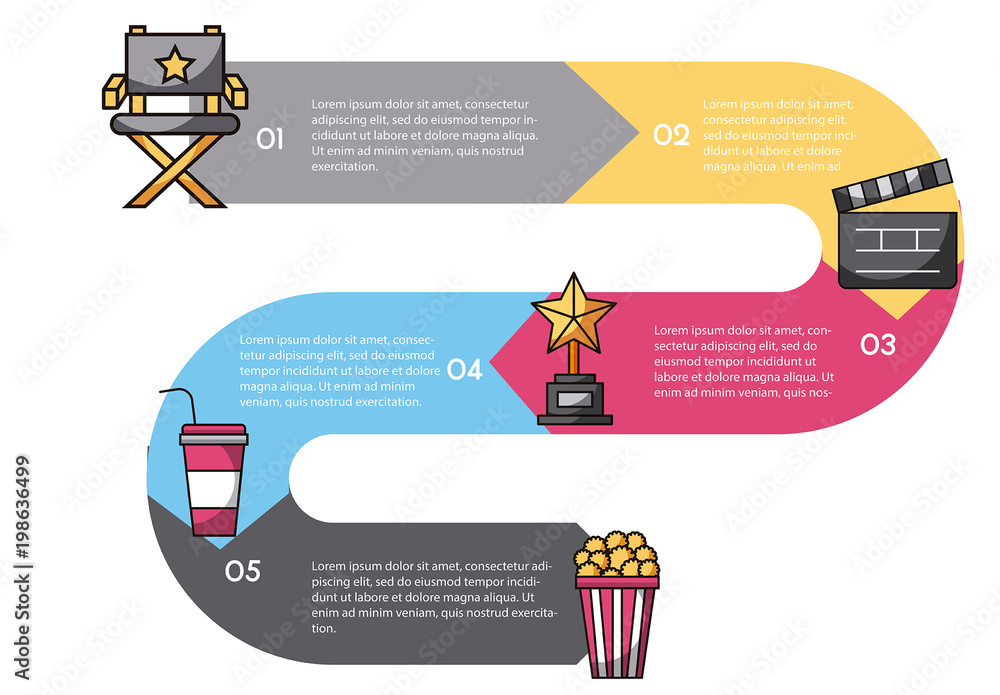 Movie-Themed Infographic with Illustrations Stock Template | Adobe Stock