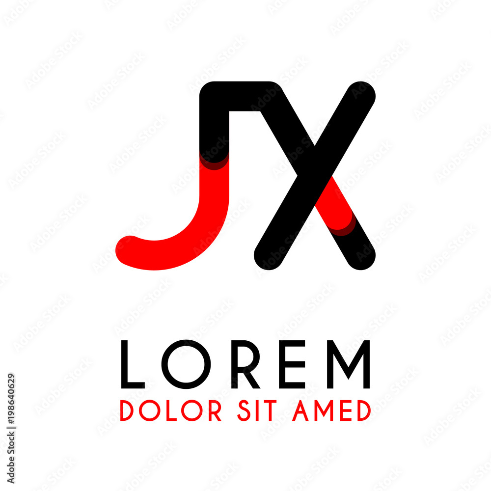 initial Letter JX with red Black and has rounded corners Stock Vector ...