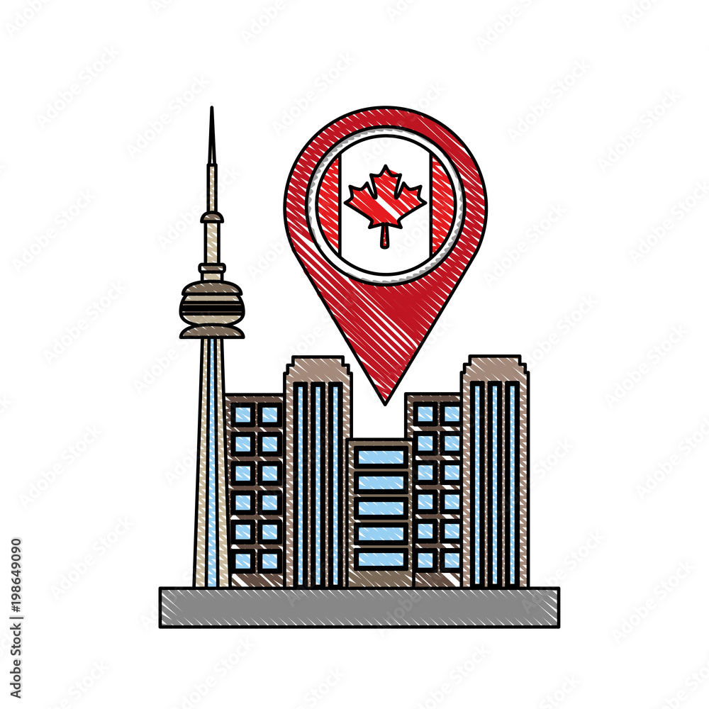 toronto canadian city pointer map location vector illustration drawing ...