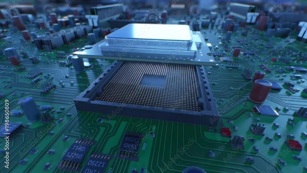 Processor Installation on the Motherboard Process with DOF Blur ...