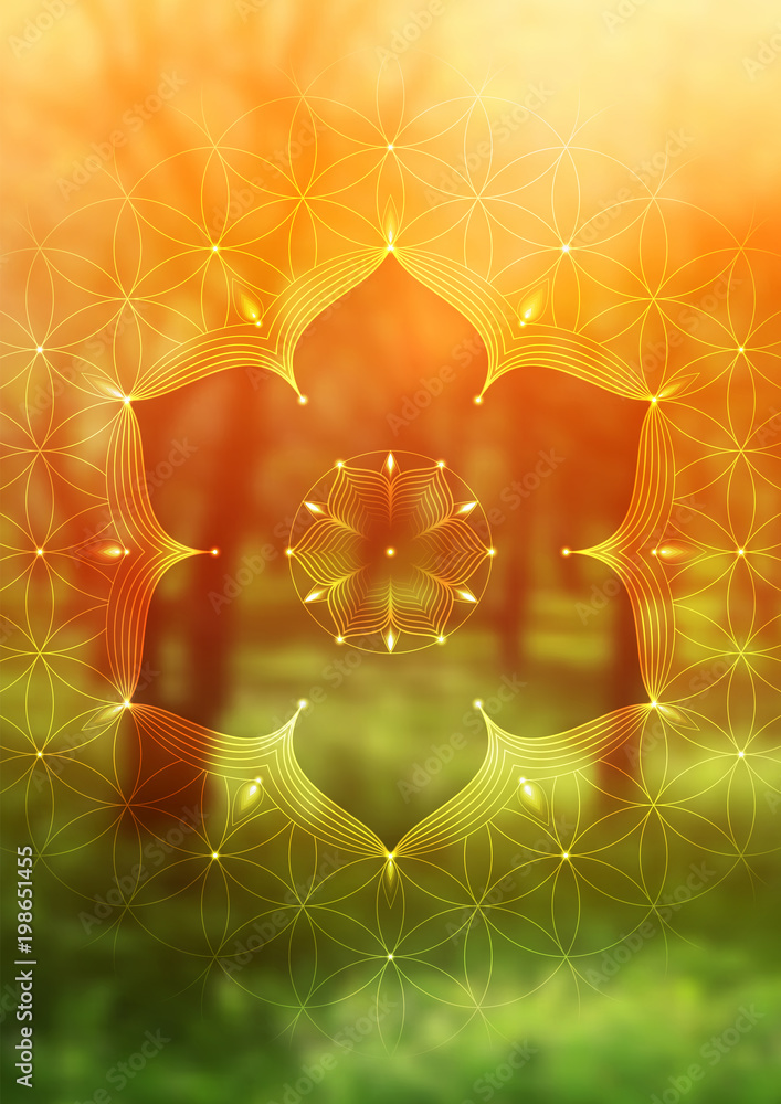 Template of card, poster or flyer, vertical format; Spiritual sacred ...