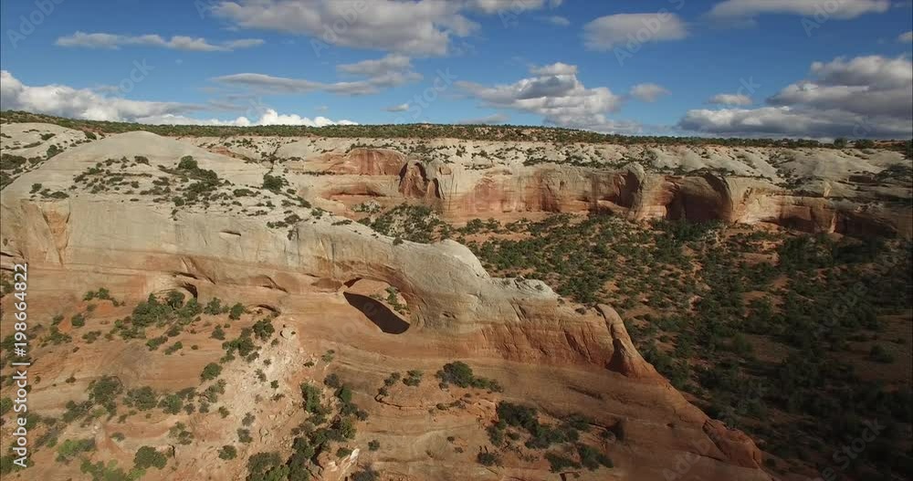 Arch lower and small orbit around - Drone Aerial video 4K Arches National Park, Moab Utah ...