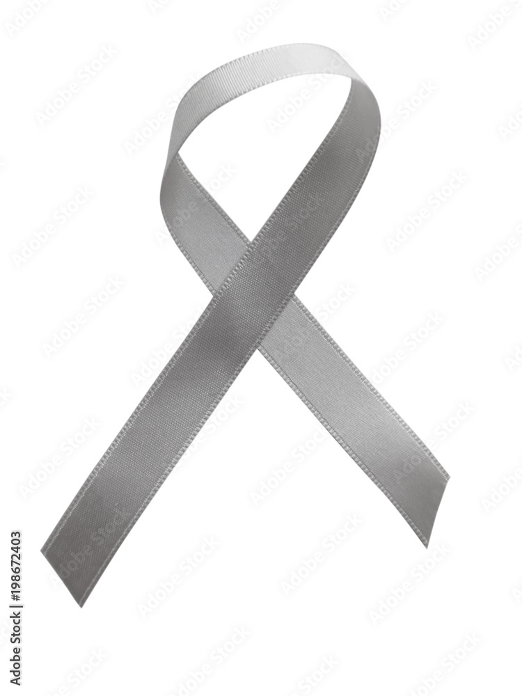 Grey ribbon awareness isolated on white background Stock Photo | Adobe ...