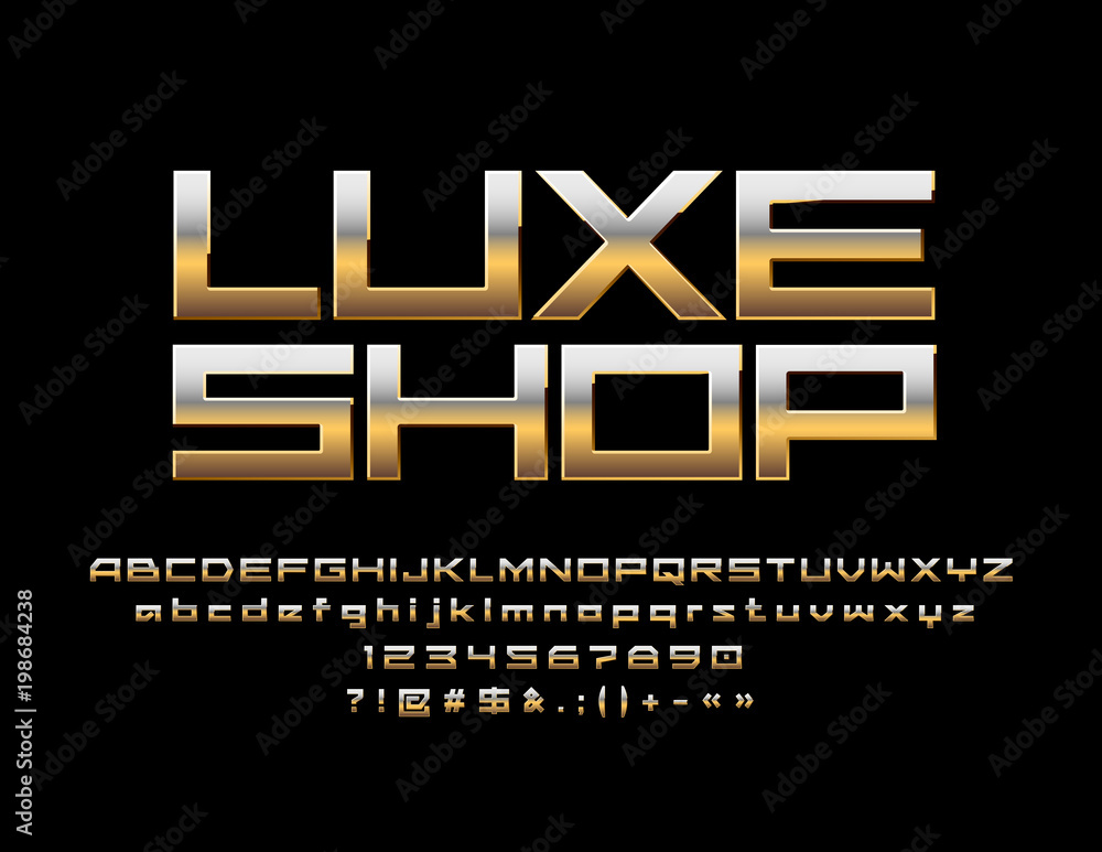 Vector Elite Emblem Luxe Shop. Square Golden Font. Chic Geometric ...