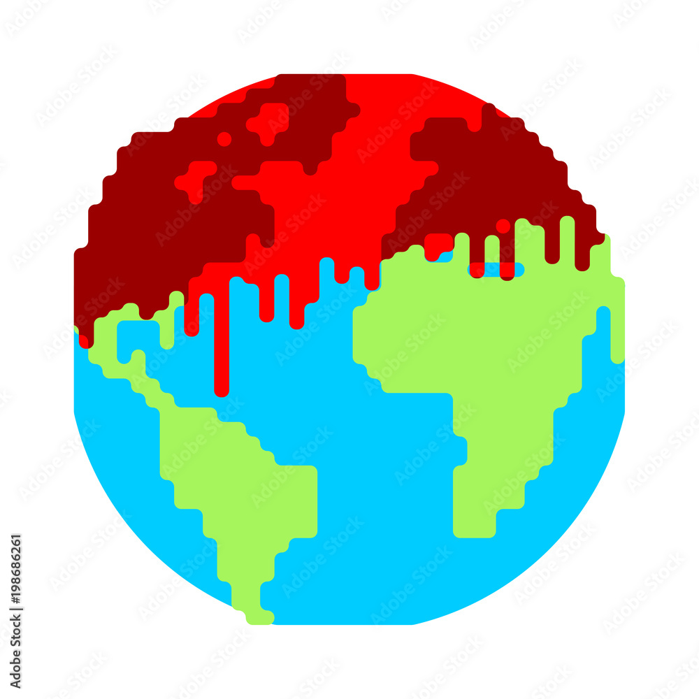 Dripping Blood on Earth. War on planet. End of world. Vector ...