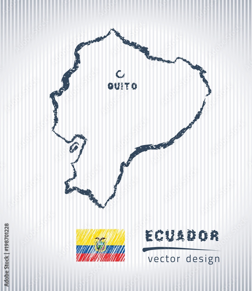 Ecuador national vector drawing map on white background Stock Vector ...