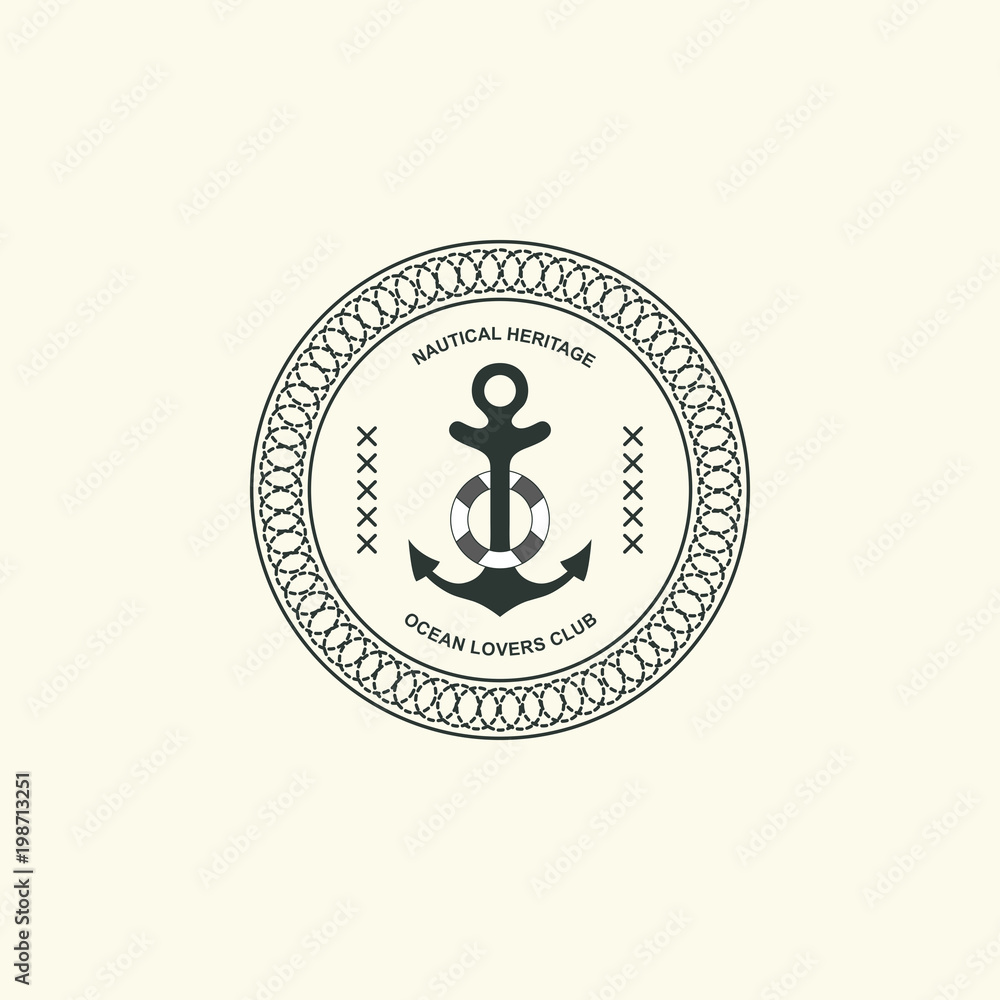 Sea and nautical typography badge and design element. Template for ...