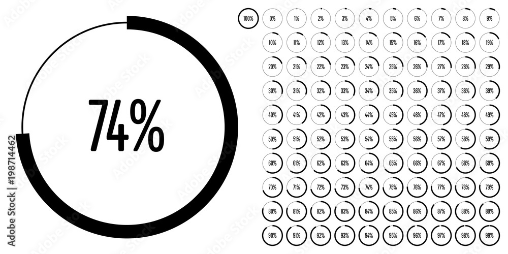 Set of circle percentage diagrams from 0 to 100 ready-to-use for web ...