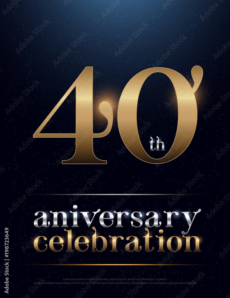 40th Anniversary Celebration Colored Metal Chrome alphabet. Elegant ...