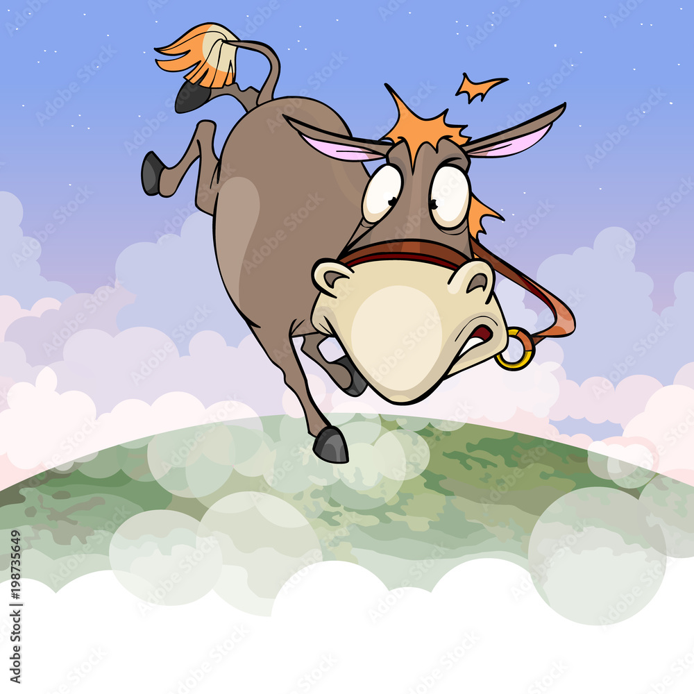 cartoon donkey flying in the air of the earths atmosphere Stock Vector ...