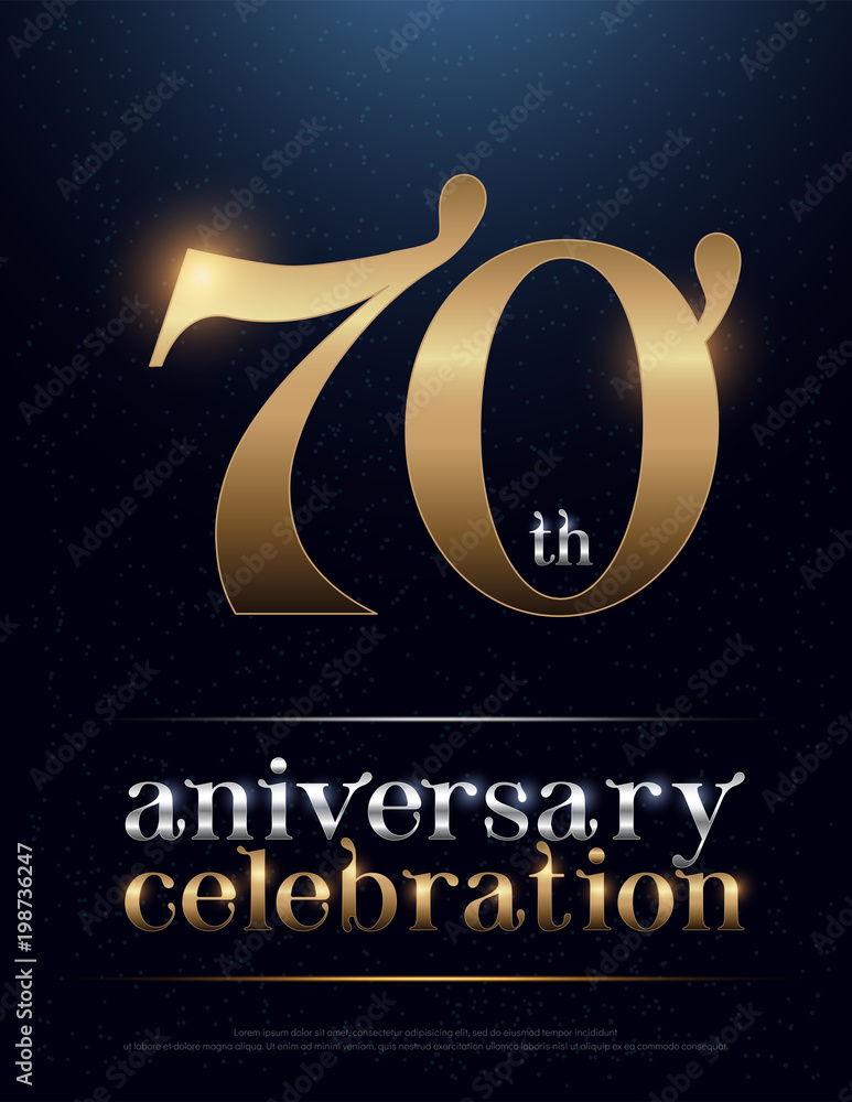 70th Anniversary Celebration Colored Metal Chrome alphabet. Elegant ...