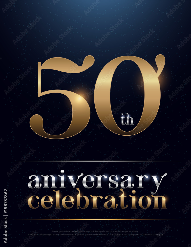 50th Anniversary Celebration Colored Metal Chrome alphabet. Elegant ...
