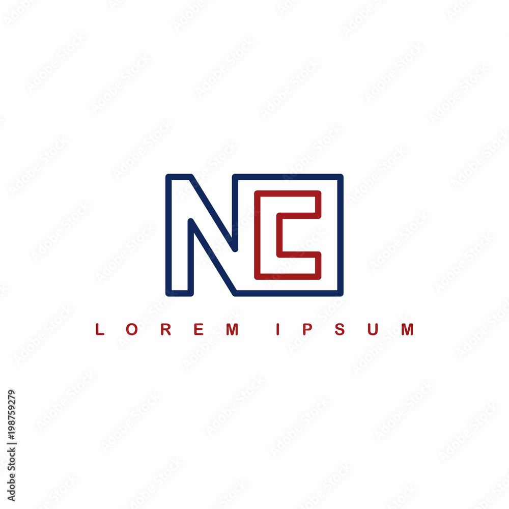 nc alphabet letter art theme logo logotype Stock Vector | Adobe Stock